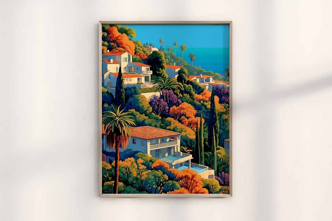Hiroshi Nagai Secret Hills of Cannes Print, Vintage Cannes Landscape ...