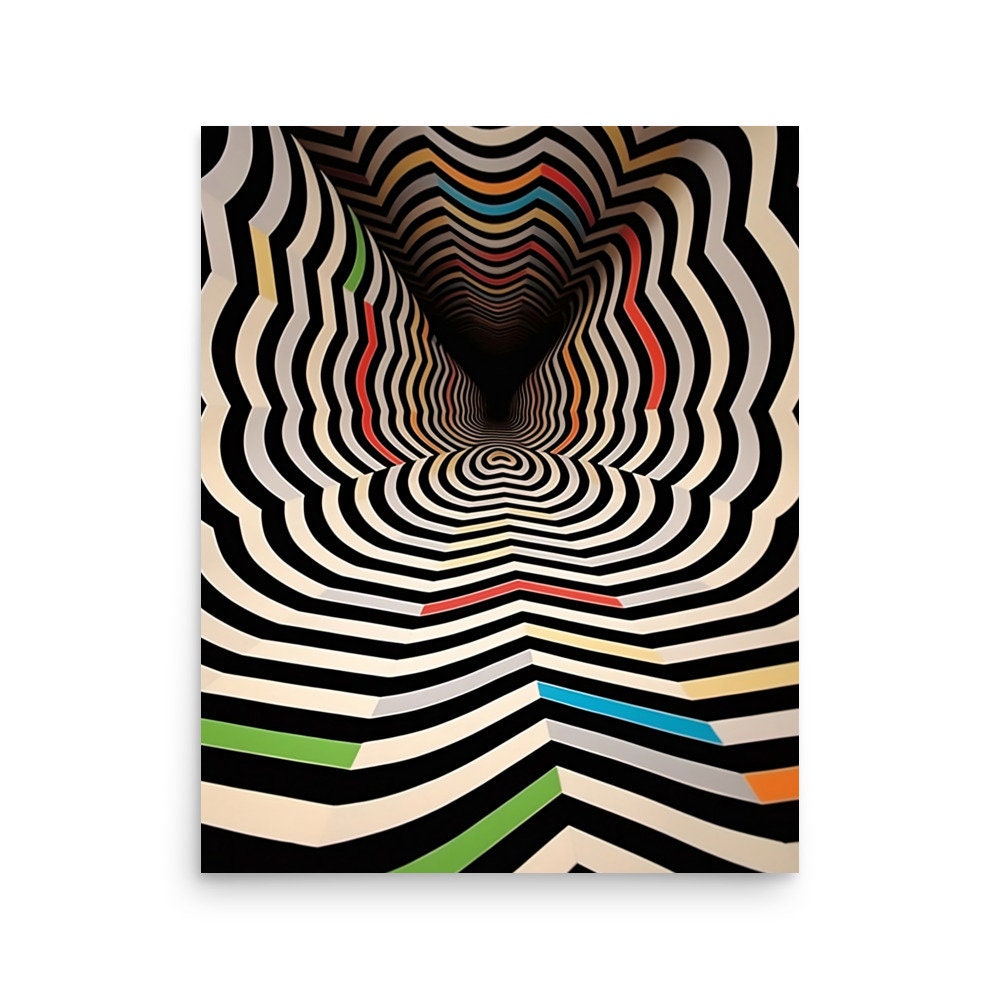 Bridget Riley Tunnel to Infinity Print, Optical Illusion Artwork ...