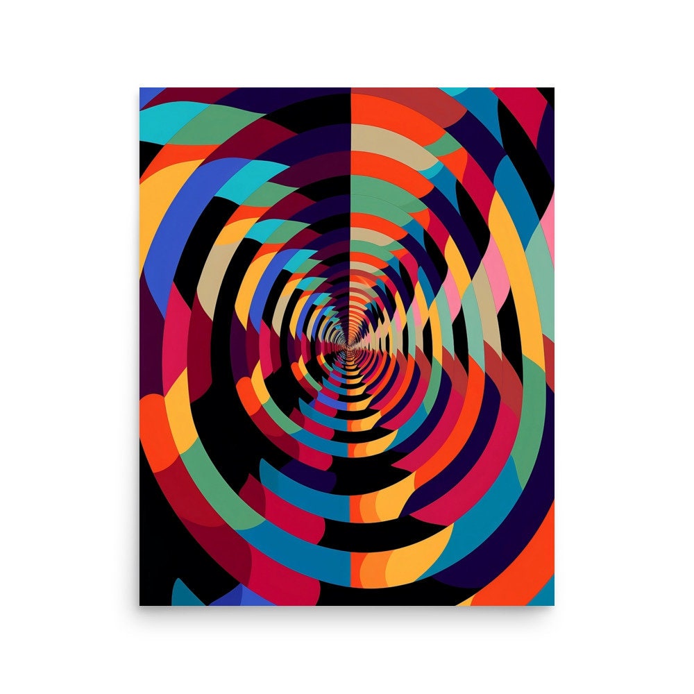 Bridget Riley Circular Gradient Optical Illusion Print, Modern Op Art ...