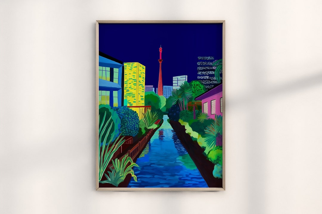 David Hockney Nighttime in Tokyo Print, Modern Tokyo Skyline Art ...