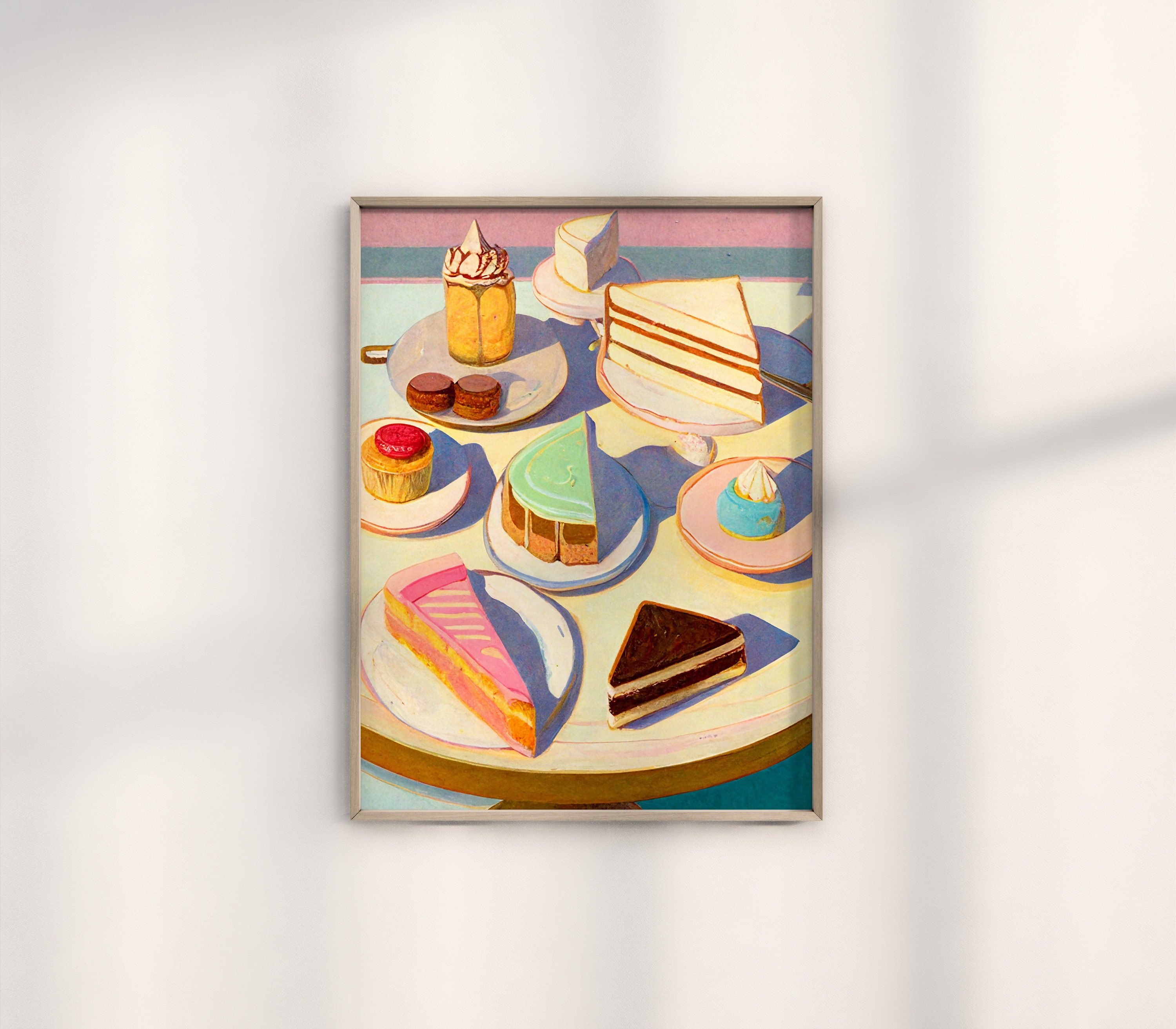 Wayne Thiebaud Set of 3 Pastries Paintings, Gourmet Dessert Art Digital ...