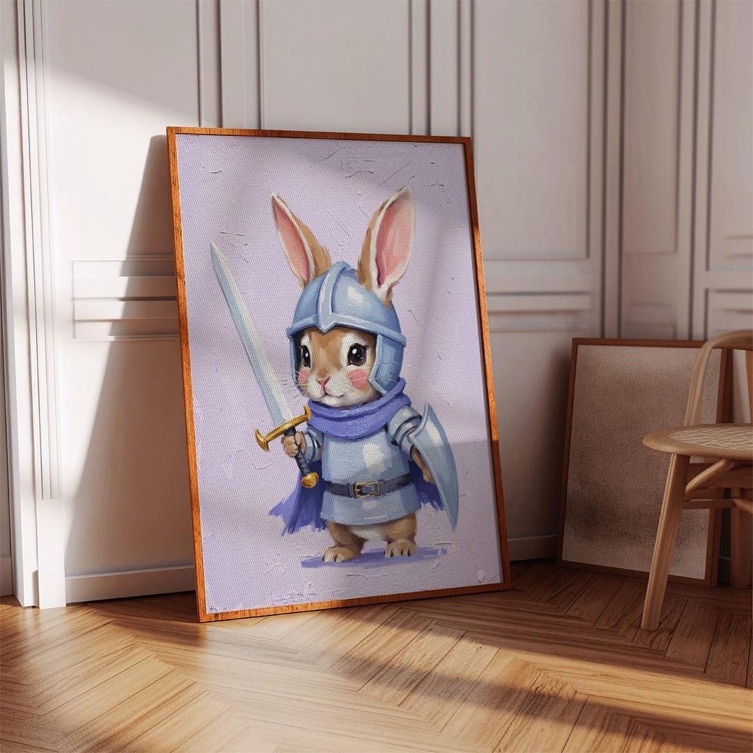 Knight Bunny Nursery Art Print, Bunny in Armor, Fantasy Character ...
