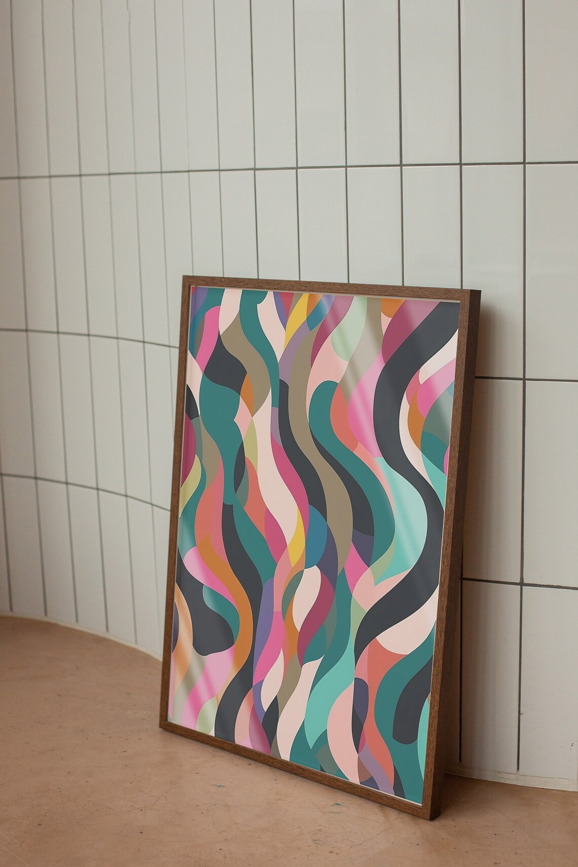 Bridget Riley Tropical Infusion Inspired Print, Abstract Geometry Print ...