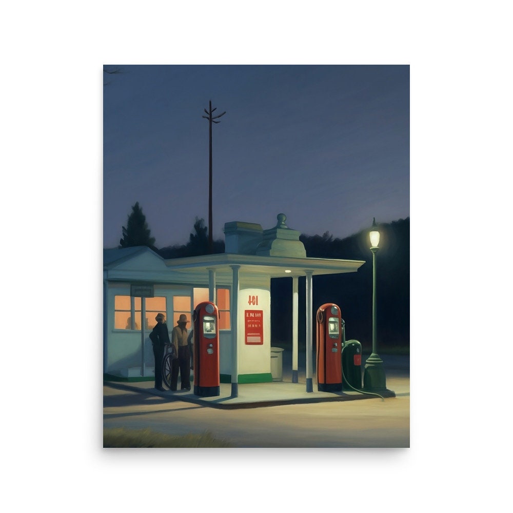 Edward Hopper Gas Station Print, Vintage Hopper Roadside Art,classic ...