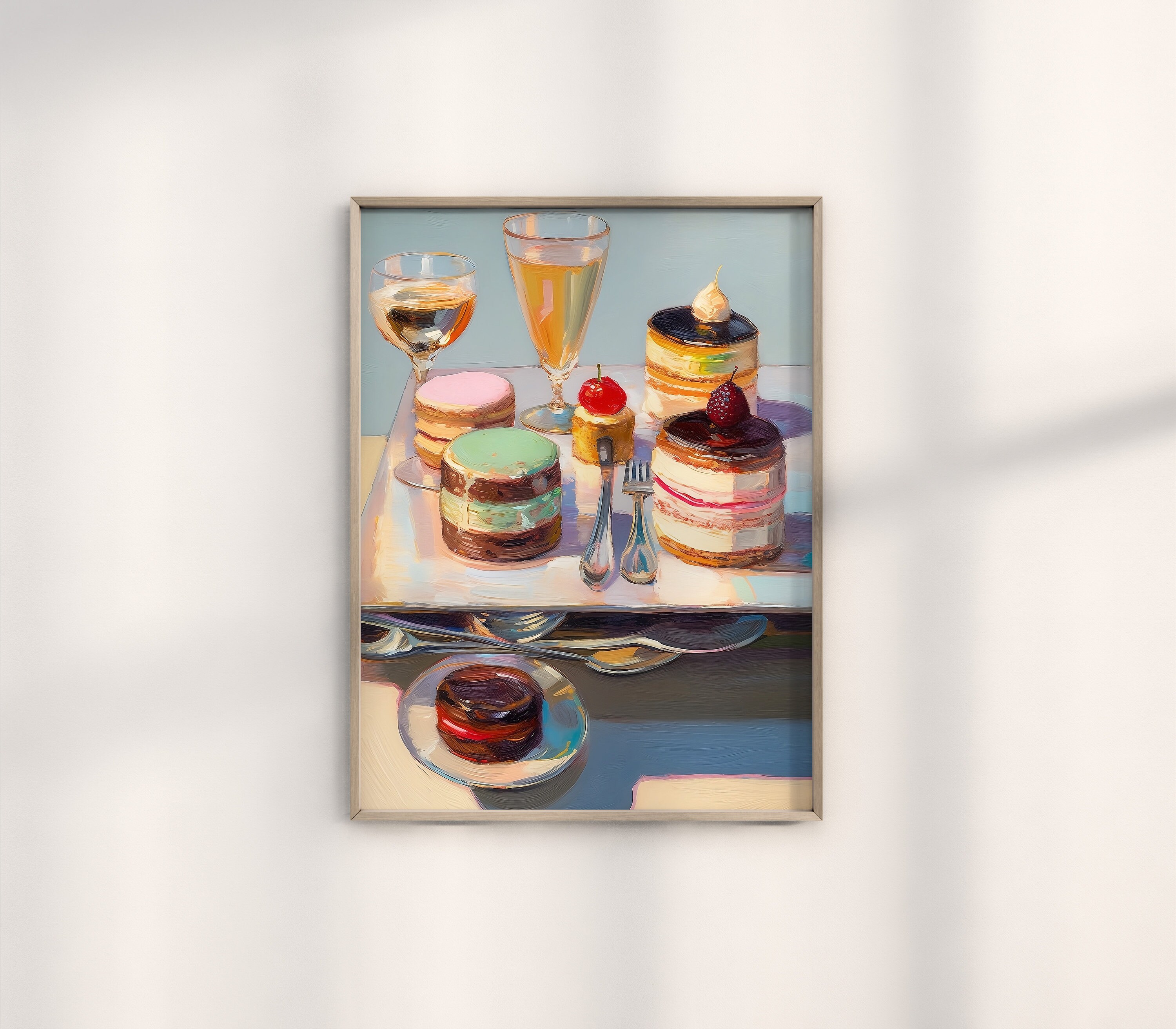 Wayne Thiebaud Set of 3 Pastries Paintings, Gourmet Dessert Art Digital ...