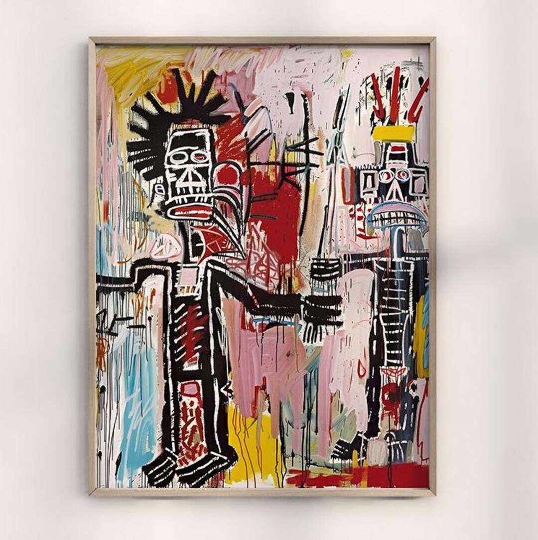 Basquiat Art Print, Abstract Art, Vibrant Color Palette, Large Canvas ...
