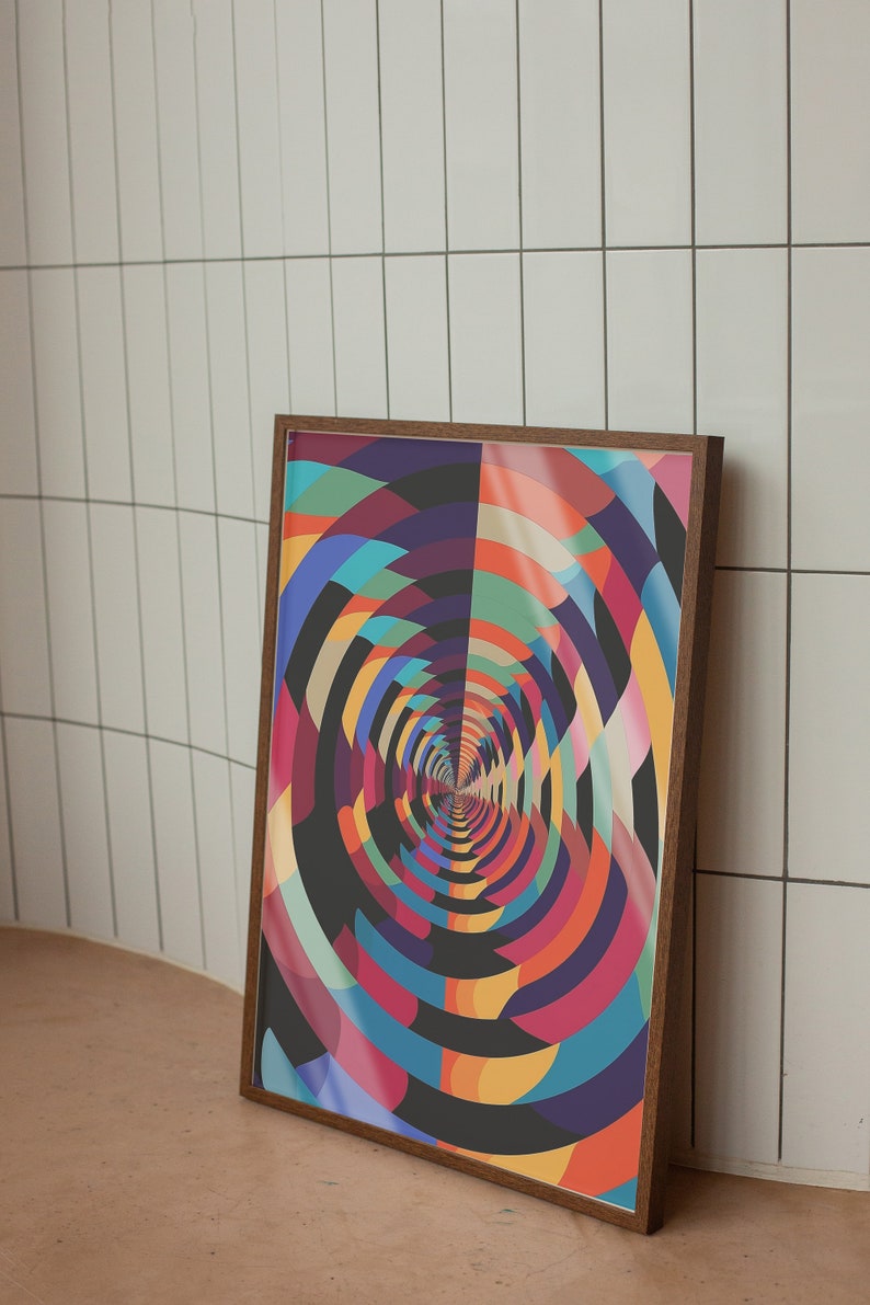 Bridget Riley Circular Gradient Optical Illusion Print, Modern Op Art ...