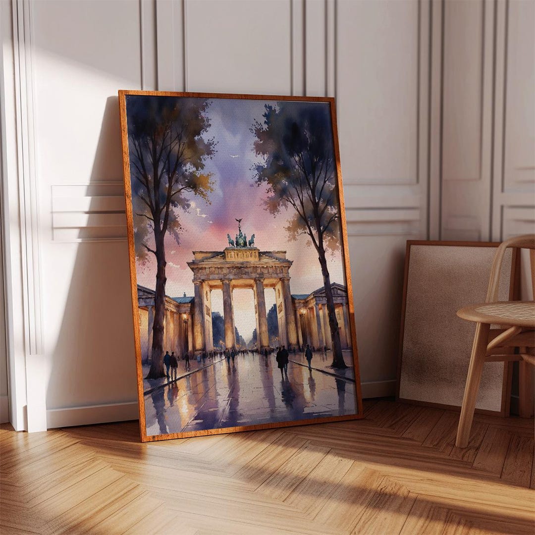 Brandenburg Gate Art Print, Berlin Landscape Watercolor, Sunset ...