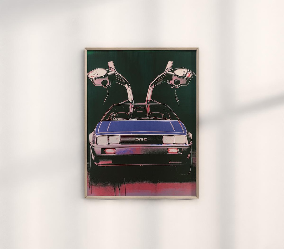 DMC Delorean Retro Car Art Prints, Back to the Future Classic Car ...
