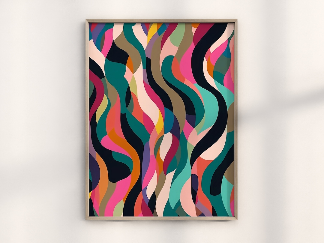 Bridget Riley Tropical Infusion Inspired Print, Abstract Geometry Print ...