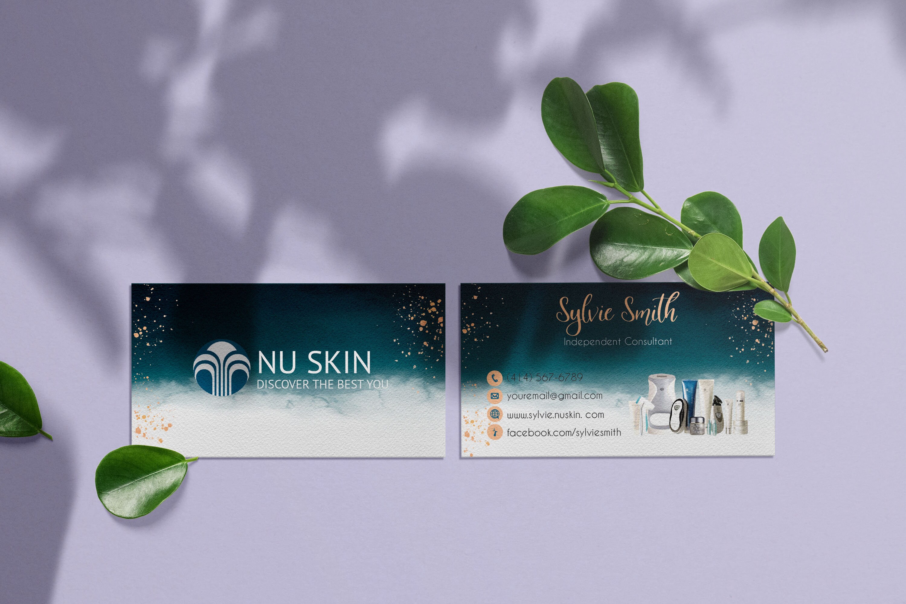 Watercolor NU SKIN Business Card, Personalized Nu Skin Business Card ...