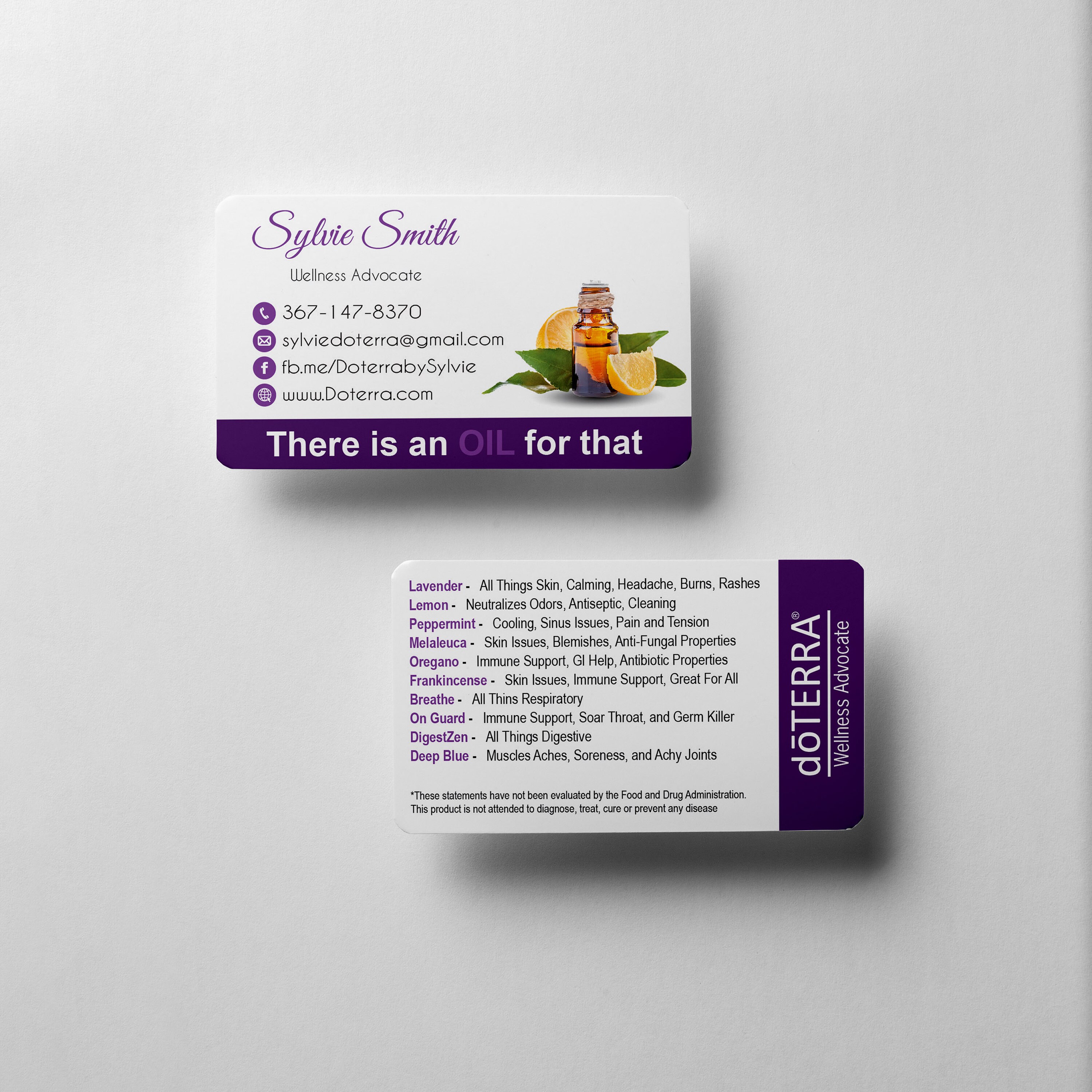 Custom DOTERRA Business Cards, Essential Oils Business Card, Modern ...