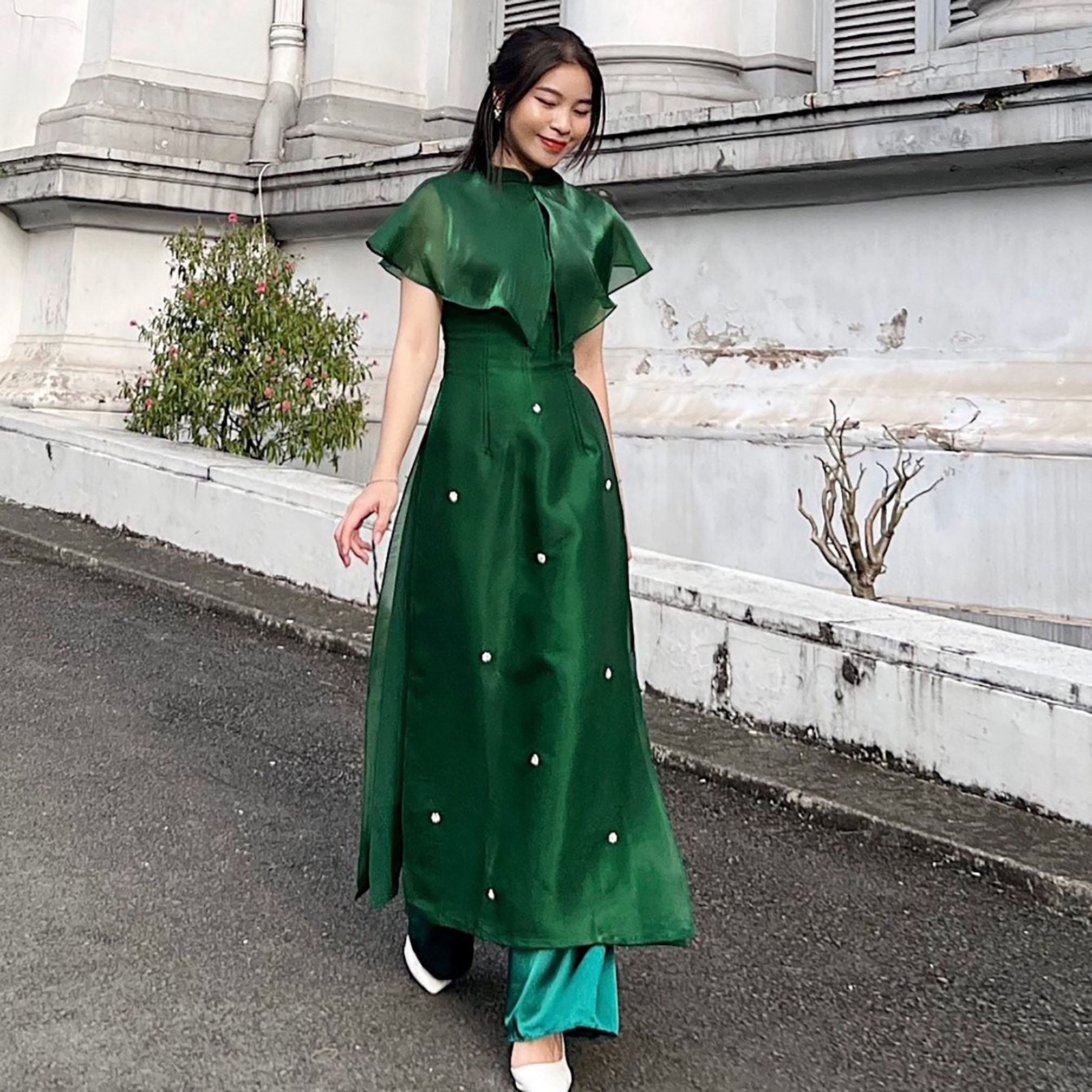Vietnamese Elegant Organza Ao Dai With Pants for Women, Ao Dai for ...