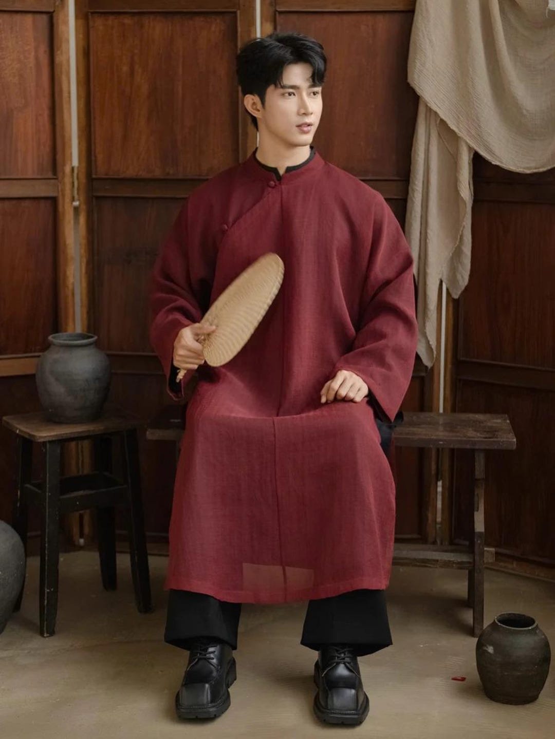 NAM Linen Traditional Ao Dai for Men, Ao Dai Vietnam, Pre-made ...
