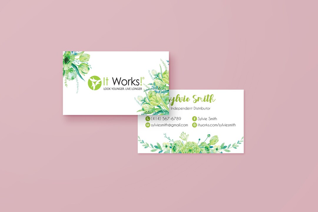 Custom Greenery It Works Business Card, Personalized It Works Business ...