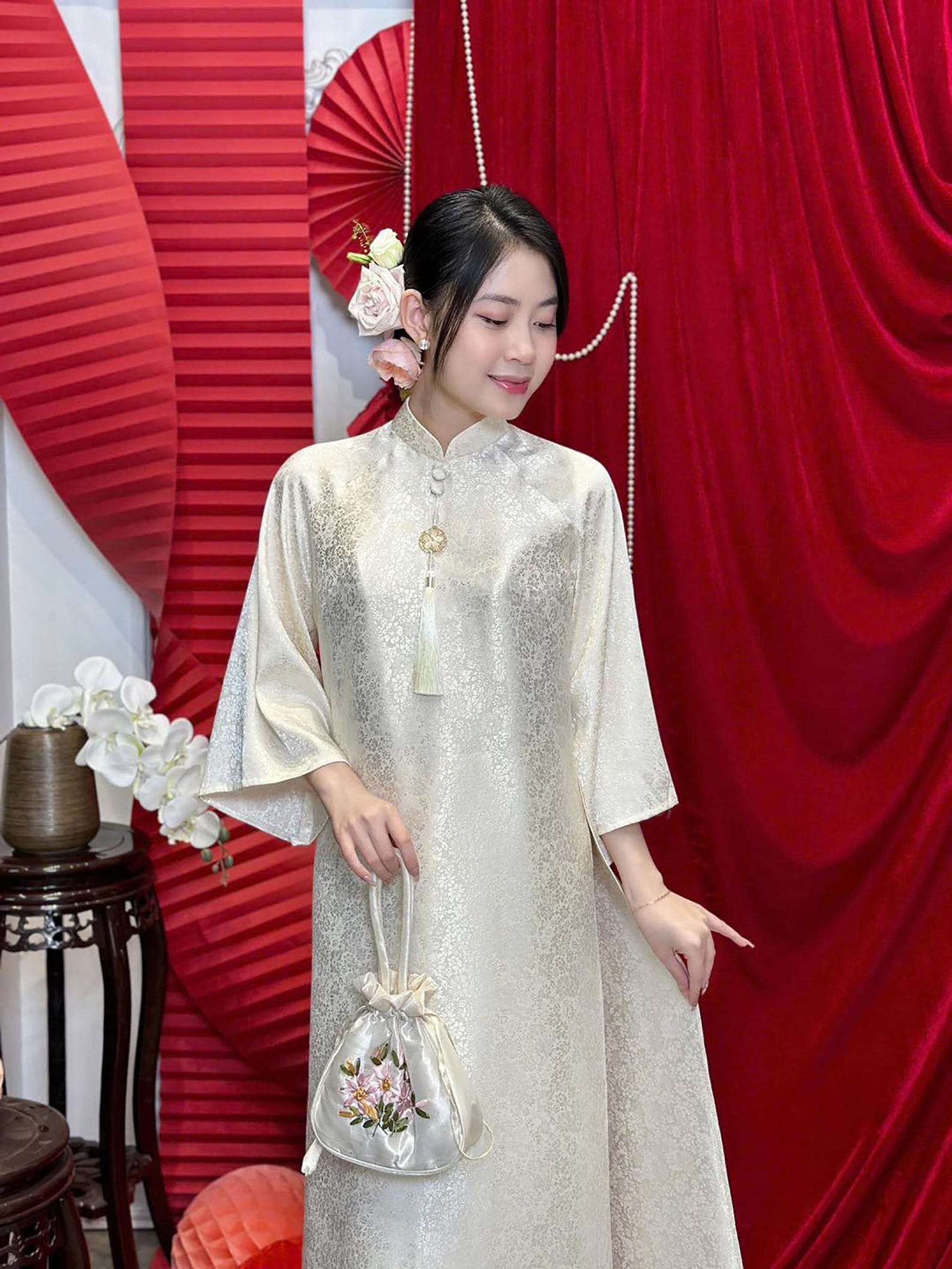 Colorful Brocade Ao Dai for Women, Ao Dai for Girls, Ao Dai Vietnam ...