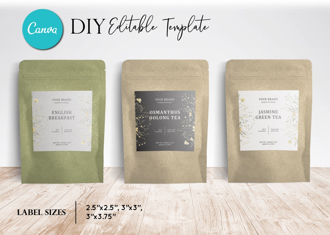 Custom Tea Packaging Label Template Floral Label Design - Etsy