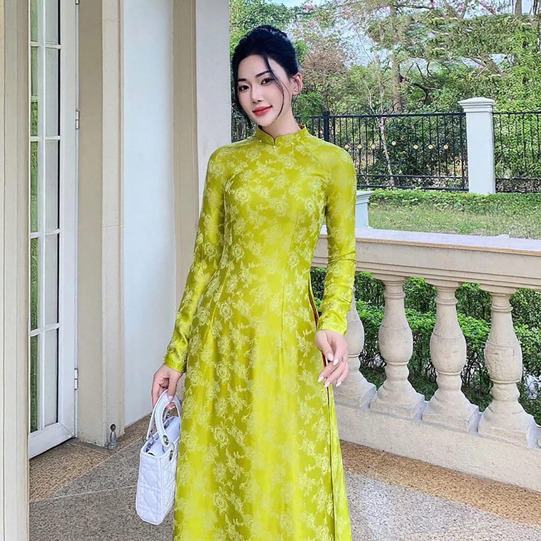 Silk Brocade Vietnamese Traditional Ao Dai for Women, Ao Dai for Girls ...