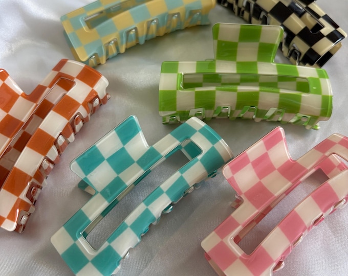 Retro Checker Hair Claw Clip Retro Hair Accessories Hair Claw Clip ...