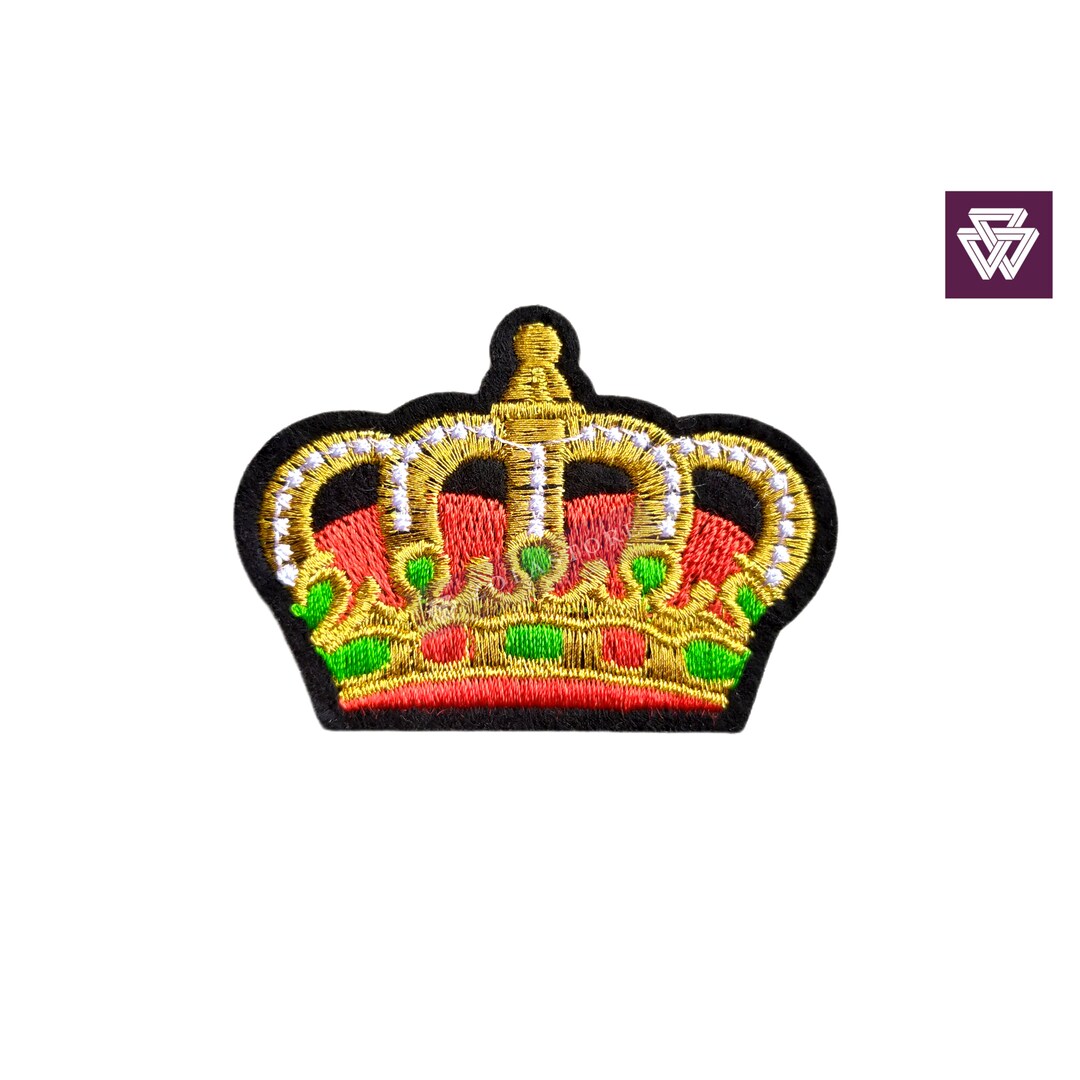 CROWN Golden Red Embroidery Patch Iron On - Etsy