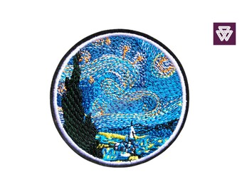 Van Gogh Starry Night Embroidered Patch Iron on Quality Crafts - Etsy