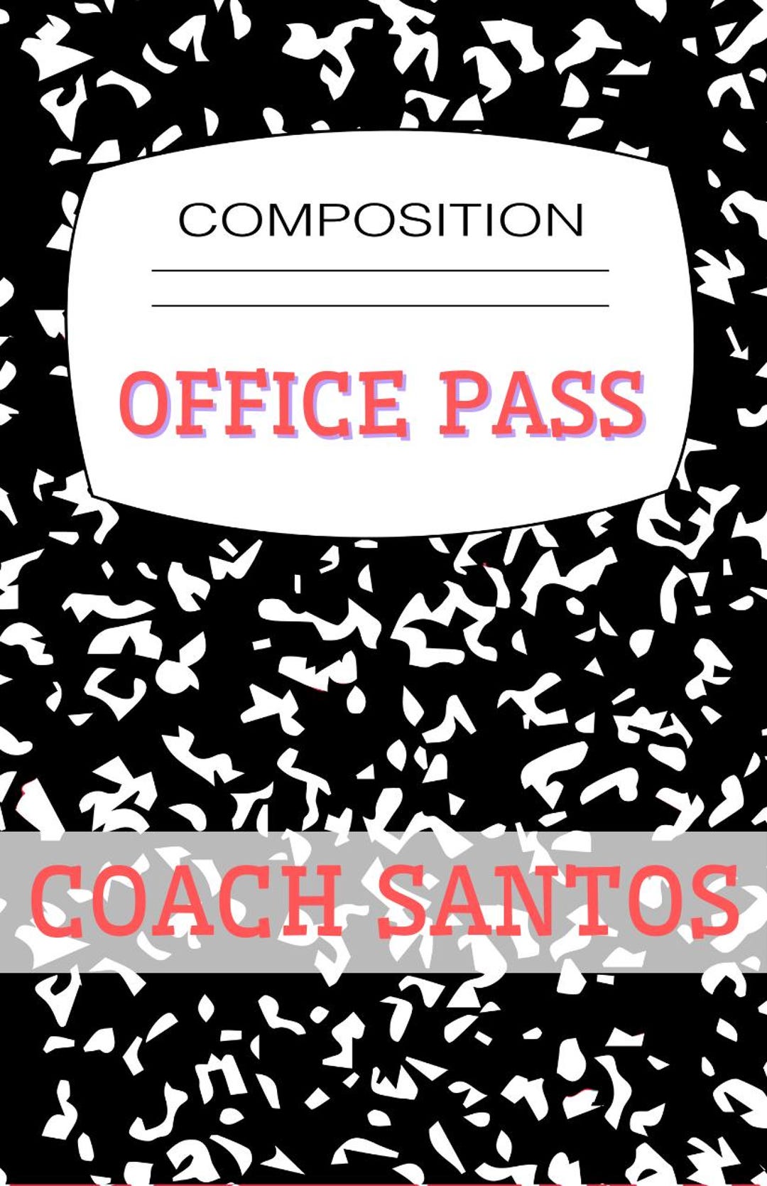 Hall Pass Composition Notebook Design PNG File - Customized FREE - Etsy