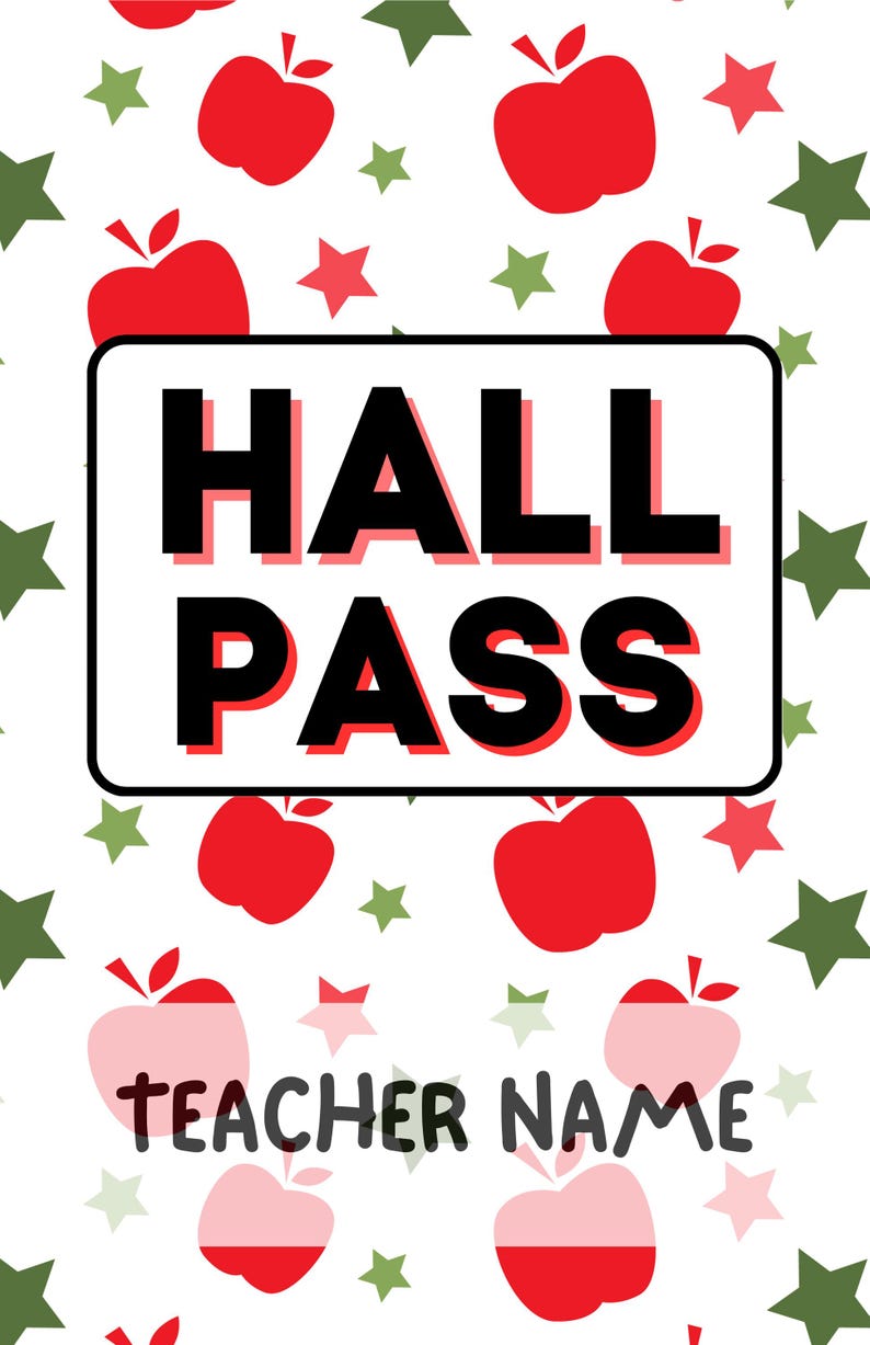 Apples and Stars Hall Pass PNG Design - Customize for FREE! - Etsy
