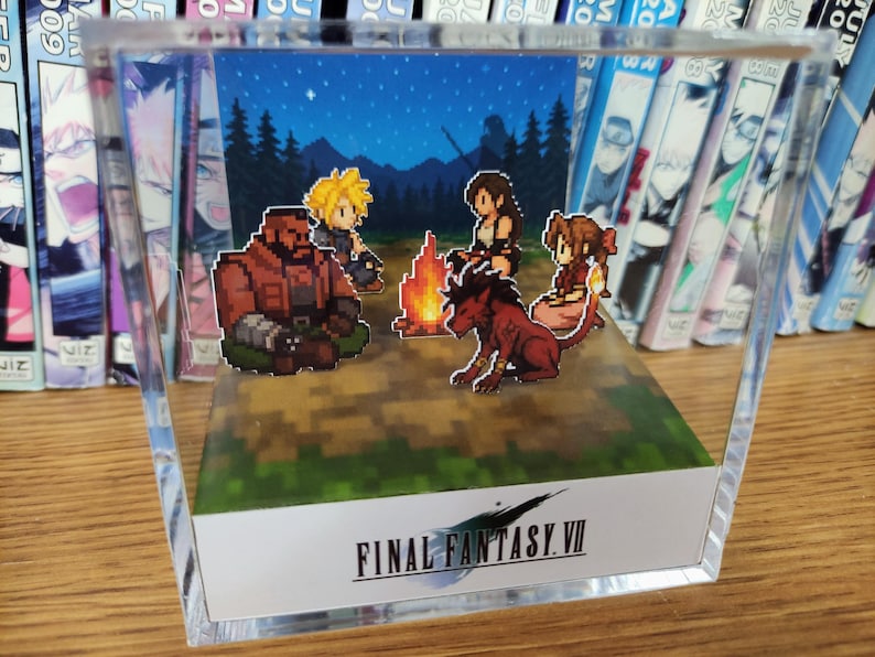 Final Fantasy 7 Campfire Diorama, Cloud, Tifa, Aerith, Barret, Red XIII ...
