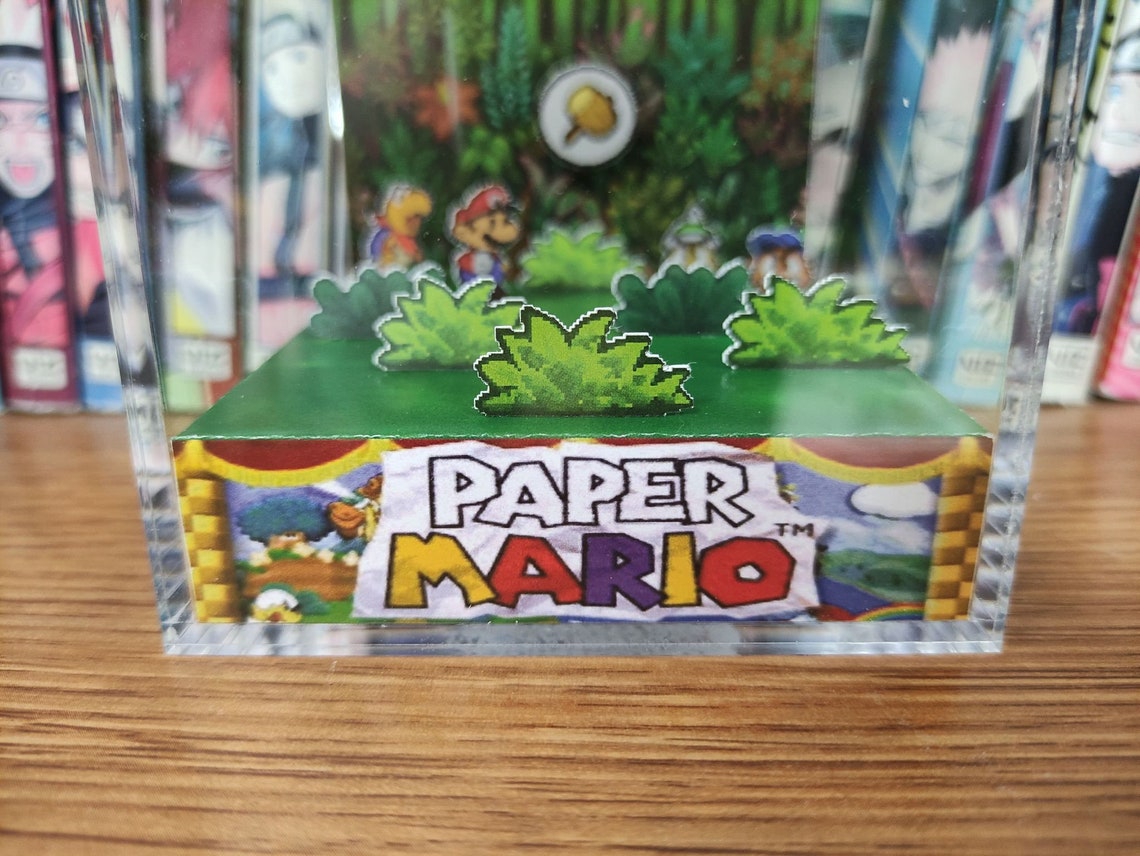 Mario Diorama - Paper Mario, Mario 3D Diorama Cube, Handmade Crystal ...