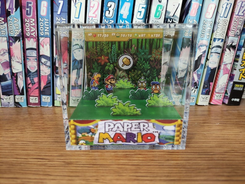 Mario Diorama - Paper Mario, Mario 3D Diorama Cube, Handmade Crystal ...