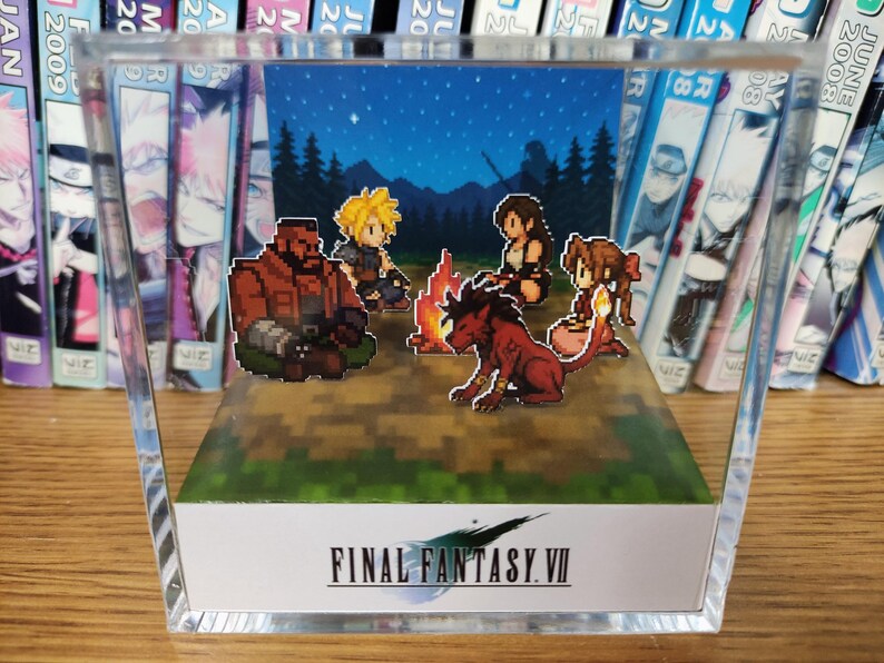 Final Fantasy 7 Campfire Diorama, Cloud, Tifa, Aerith, Barret, Red XIII ...