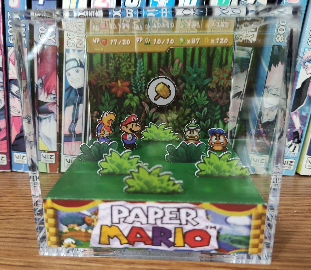 Mario Diorama - Paper Mario, Mario 3D Diorama Cube, Handmade Crystal ...