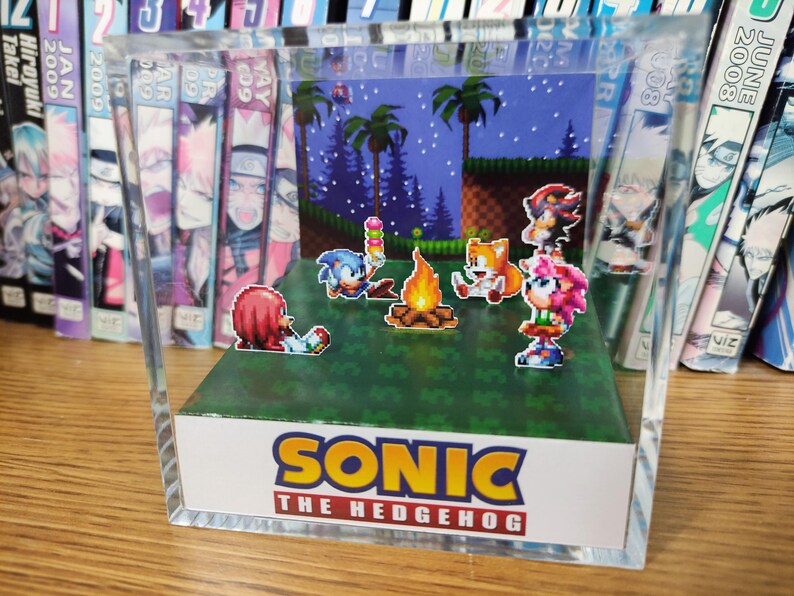 Sonic the Hedgehog Friends Campfire, Miles Tails Knuckles Amy Shadow 3D ...