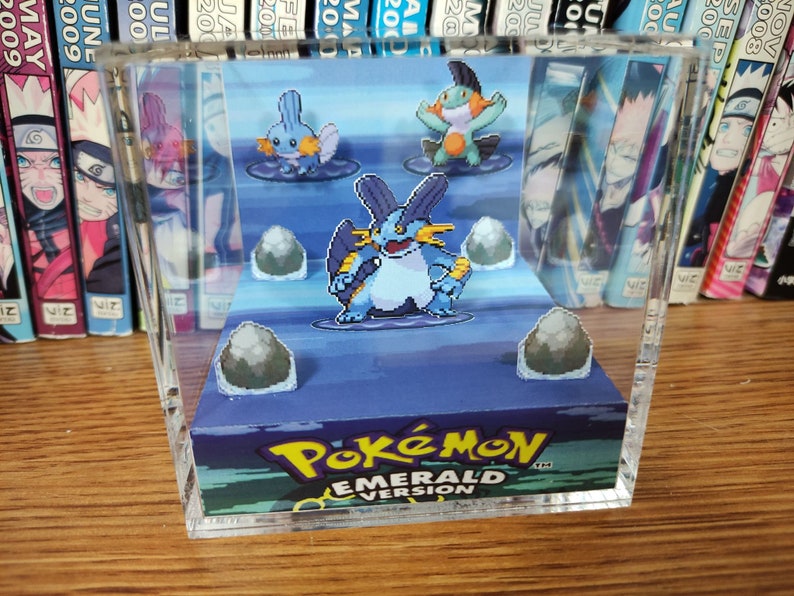 Pokemon Evolution Swampert (emerald), Pokemon Swampert 3D Diorama Cube ...
