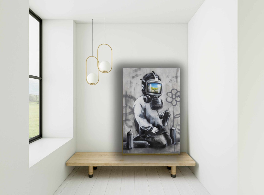 Banksy Gas Mask Boy Printed Canvas Picture , Wall Art, Home Decor ...