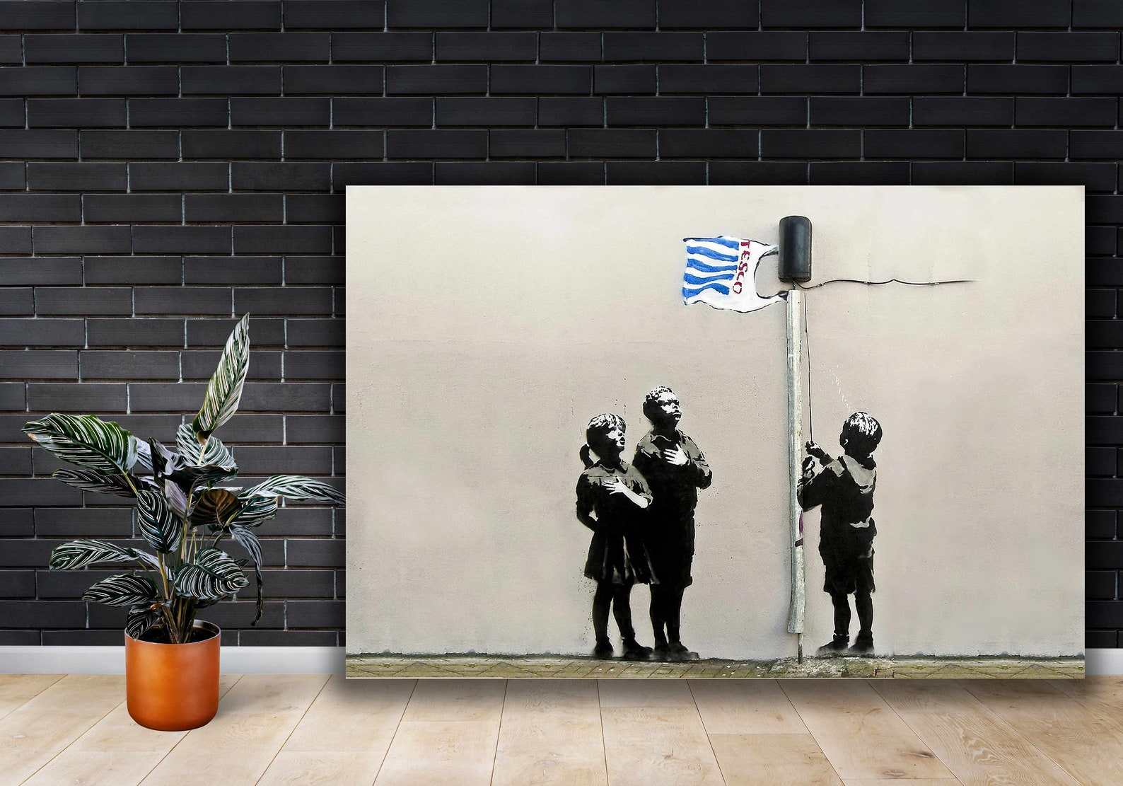 Banksy Very Little Helps Tesco Flag Printed Canvas Picture | Etsy