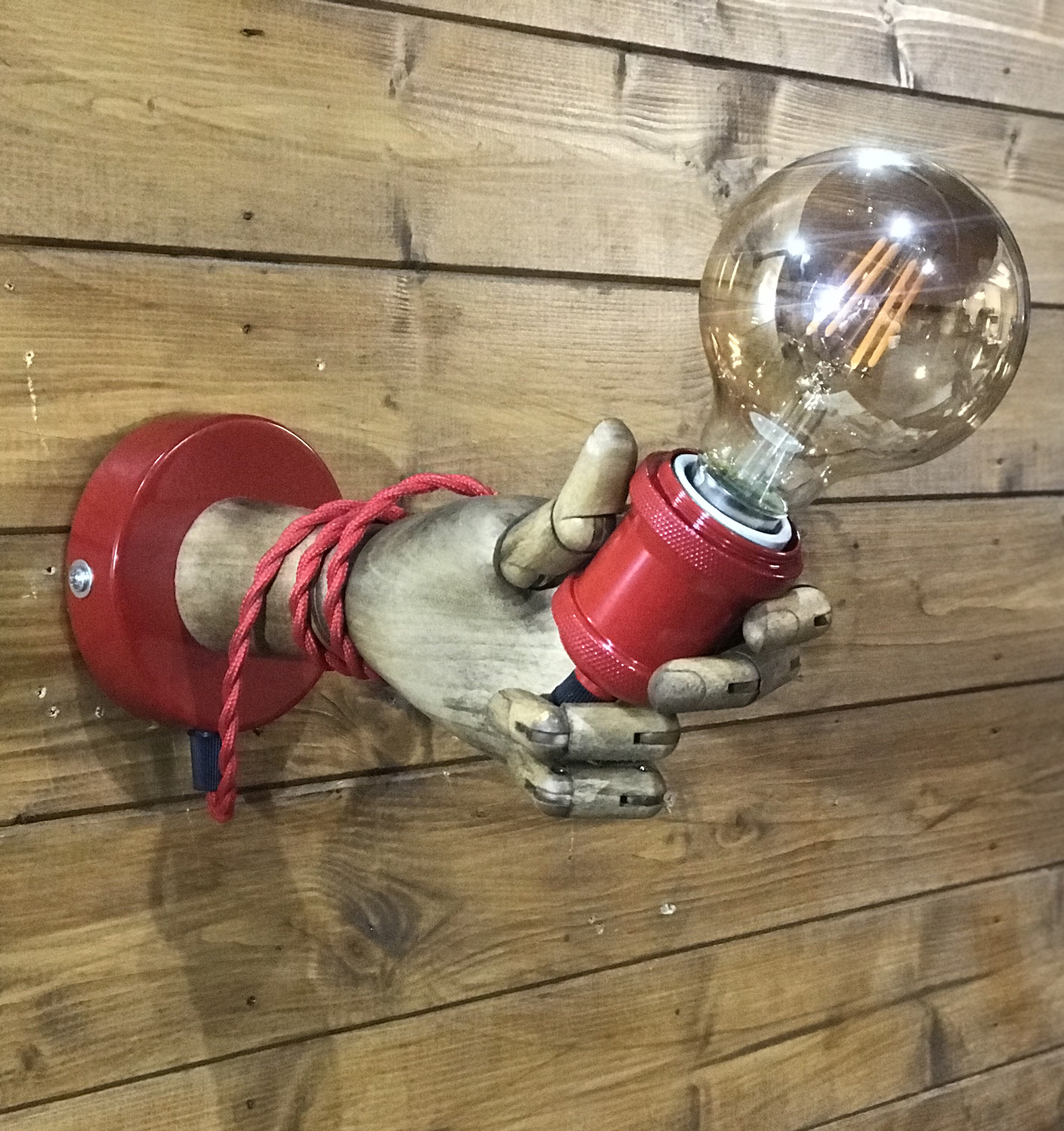 Upcycled Vintage Mannequin Hand Wall Lamp, Sconce Edison, Retro ...