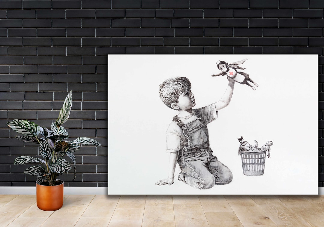 Banksy Game Changer NHS Nurse Superhero Printed Canvas - Etsy