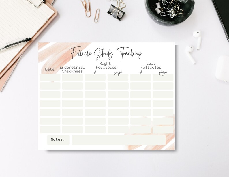 Follicle Study Printable, Tracker, Worksheet, Fertility Treatments, IUI ...
