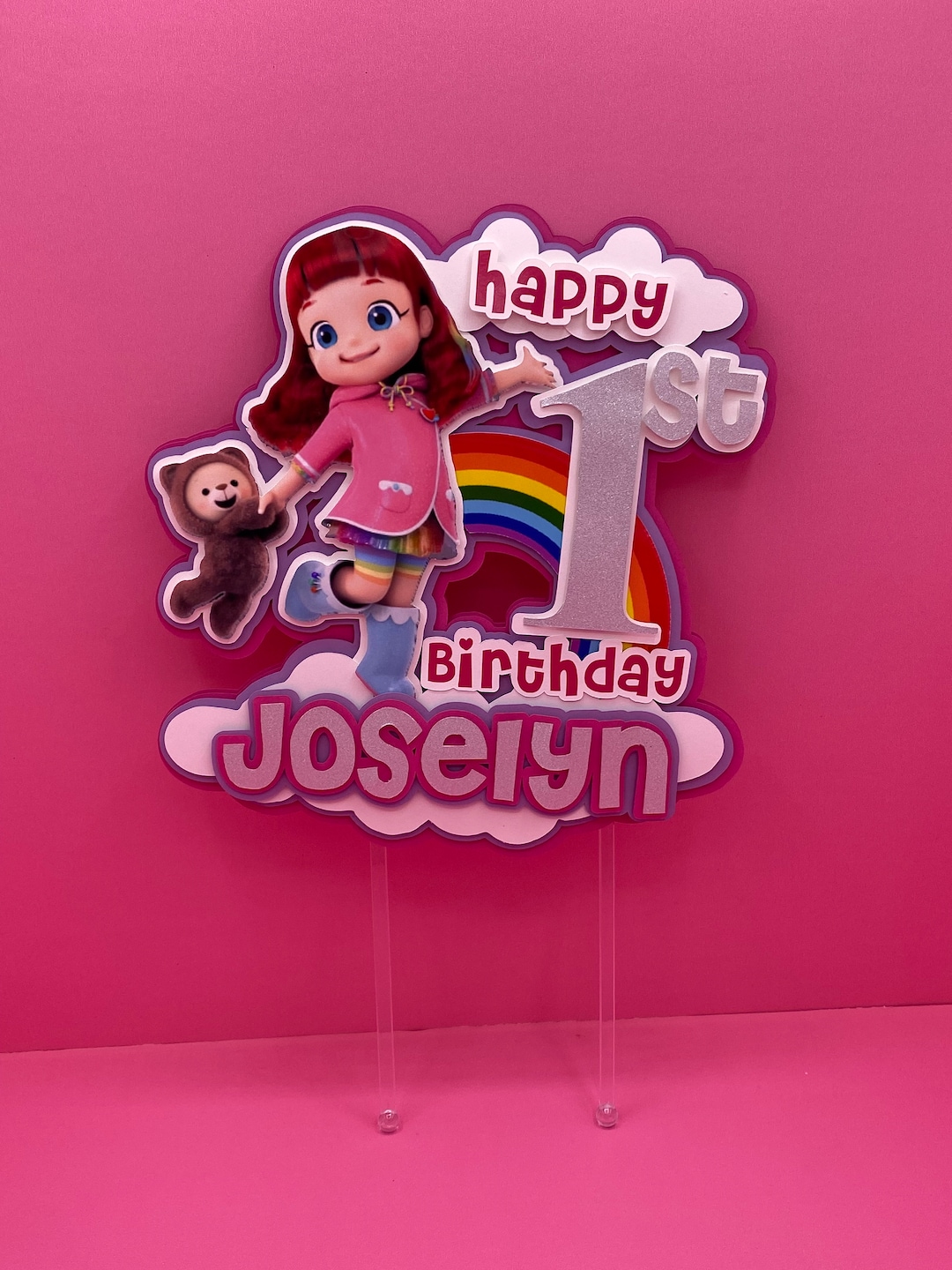 Rainbow Ruby Cake Topper - Rainbow - Birthday Cake Topper - Etsy