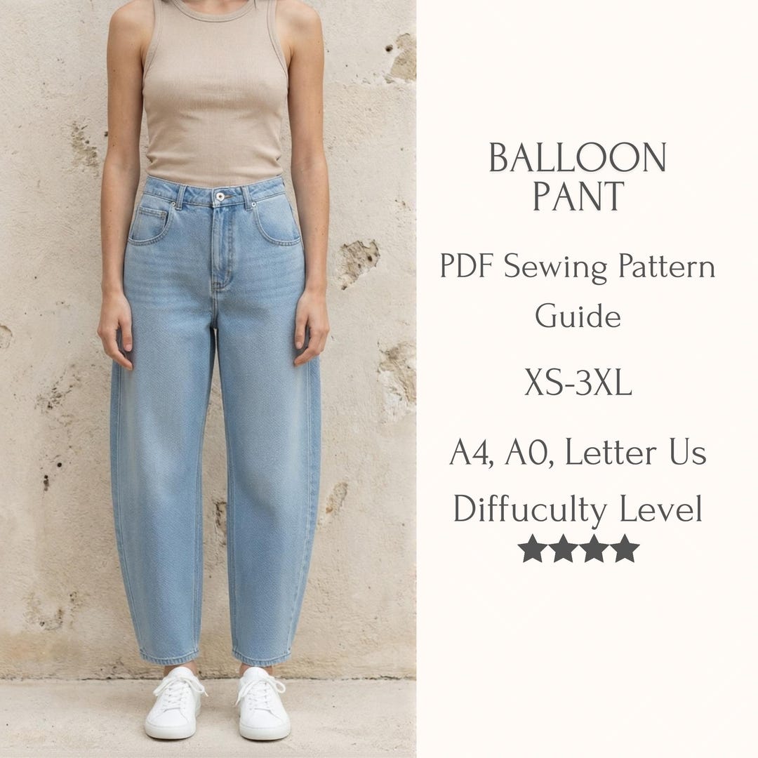 Pant Sewing Pattern,jean Sewing Pattern,plus Size, Balloon, Barrel ...