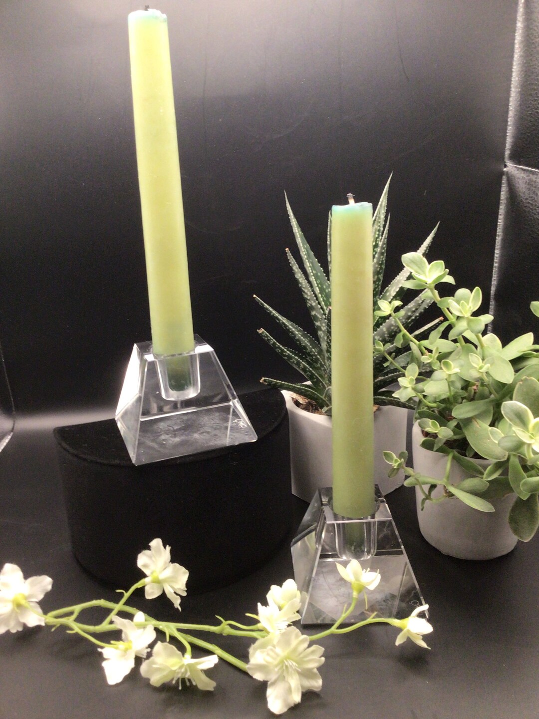 Vintage Ceska MCM Glass Candle Holders - Etsy