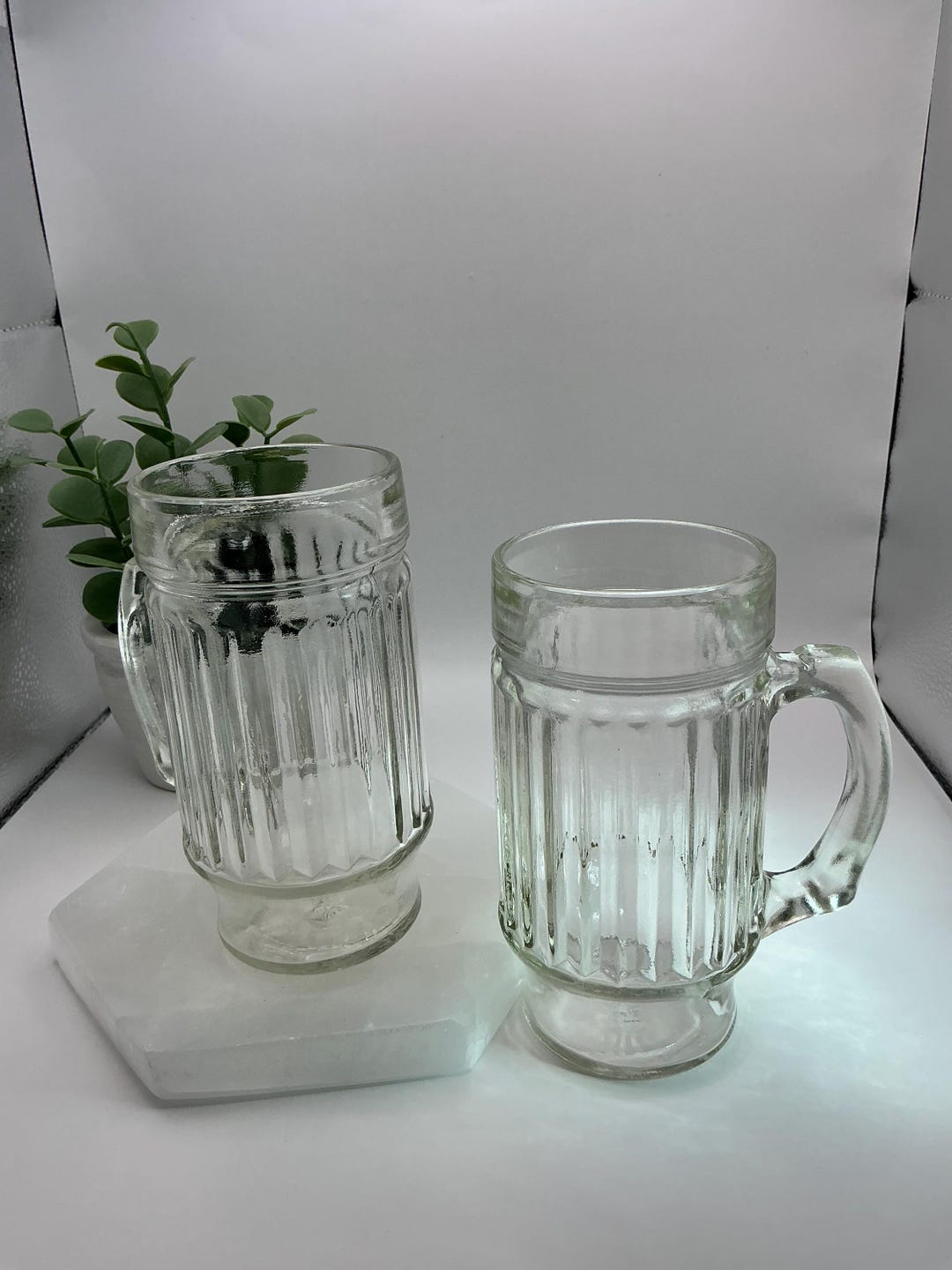 VTG Anchor Hocking Beer Mugs/tumblers Handled Ribbed Clear Glass - Etsy