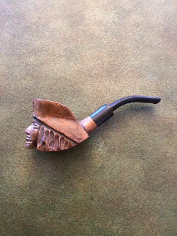 Vintage Hand Carved Wood Face Pipe - Etsy