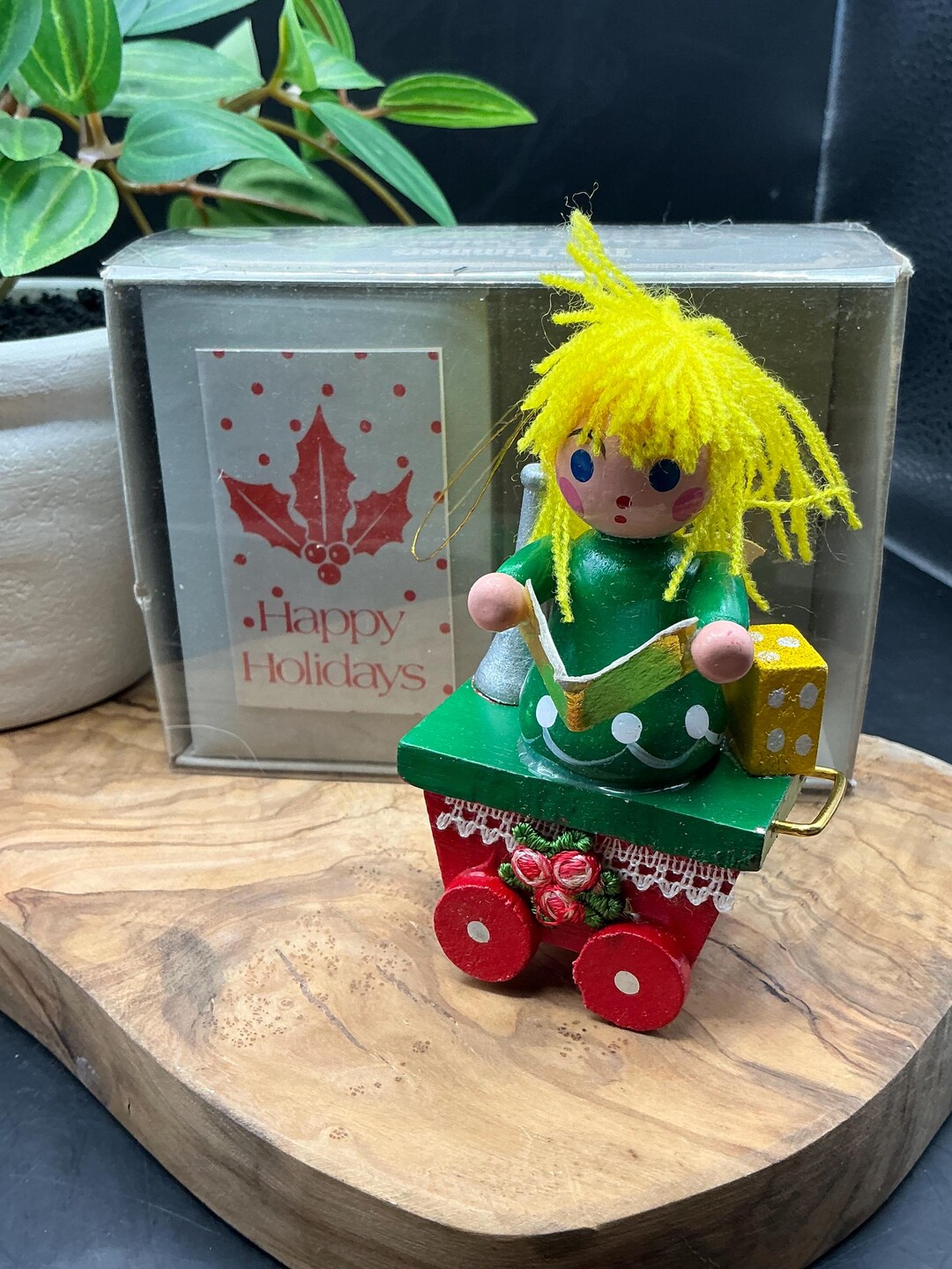 VTG Giftco Tree Trimmers Wooden Christmas Ornament Angel W/ Book - Etsy