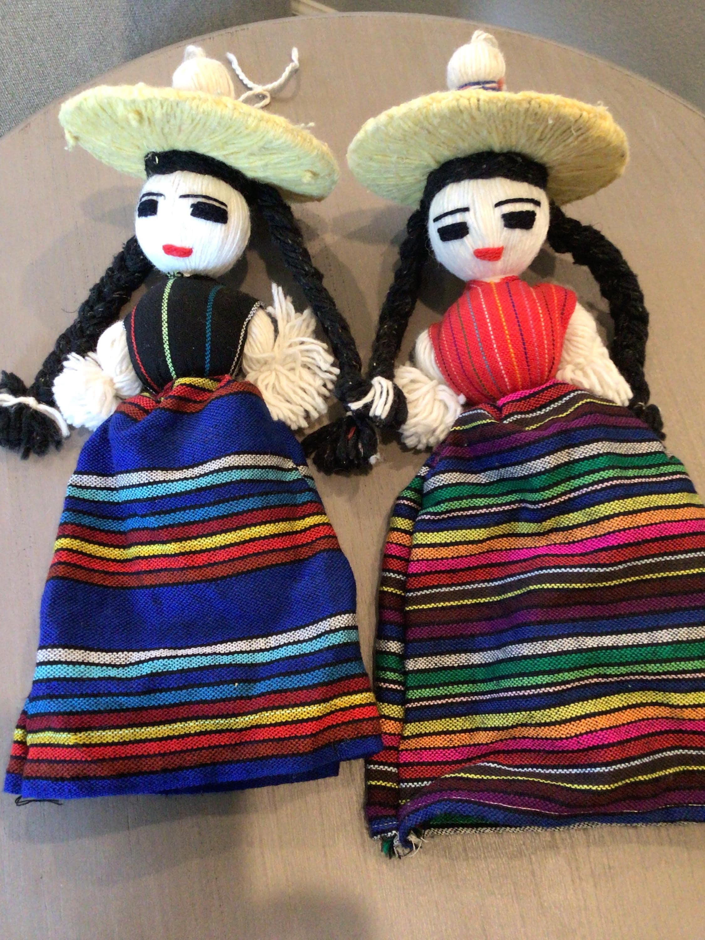 Vintage Handmade Folk Art Yarn Dolls Latin American Girls Set of 2 - Etsy