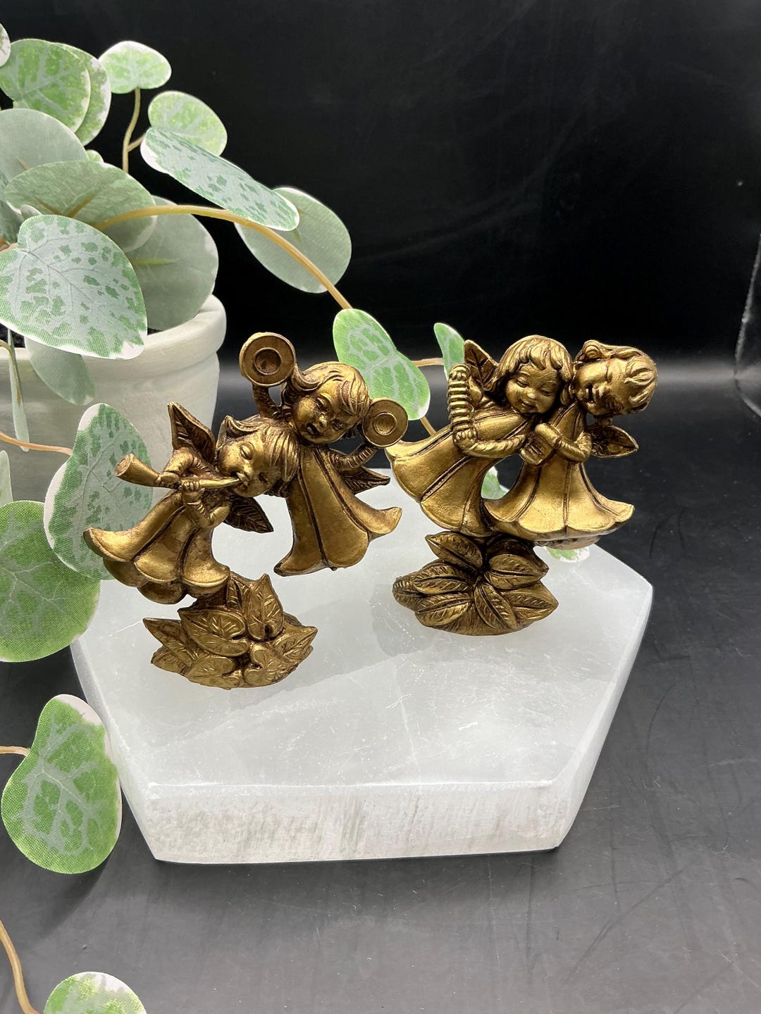 VTG MCM Gold Molded Plastic Angel Cherub Figurines Italian - Etsy