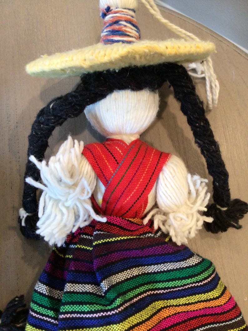 Vintage Handmade Folk Art Yarn Dolls Latin American Girls Set of 2 - Etsy