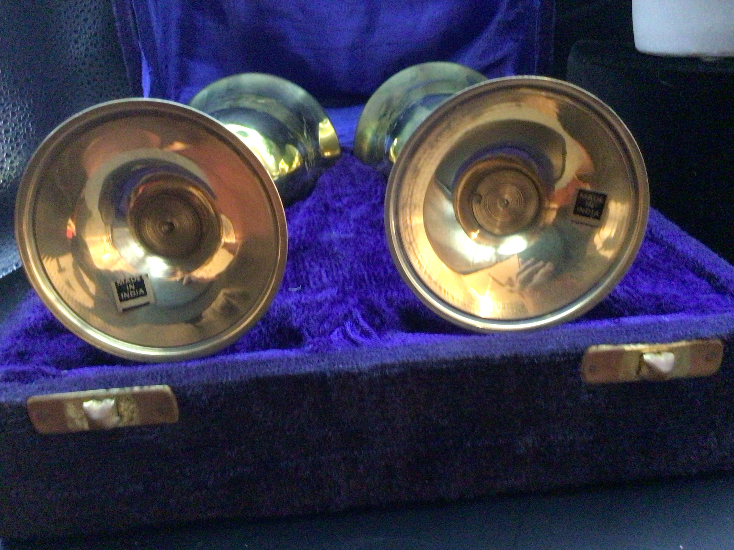 Vintage Etched Brass and Silver Plate Couples Toast Wine Goblets in ...