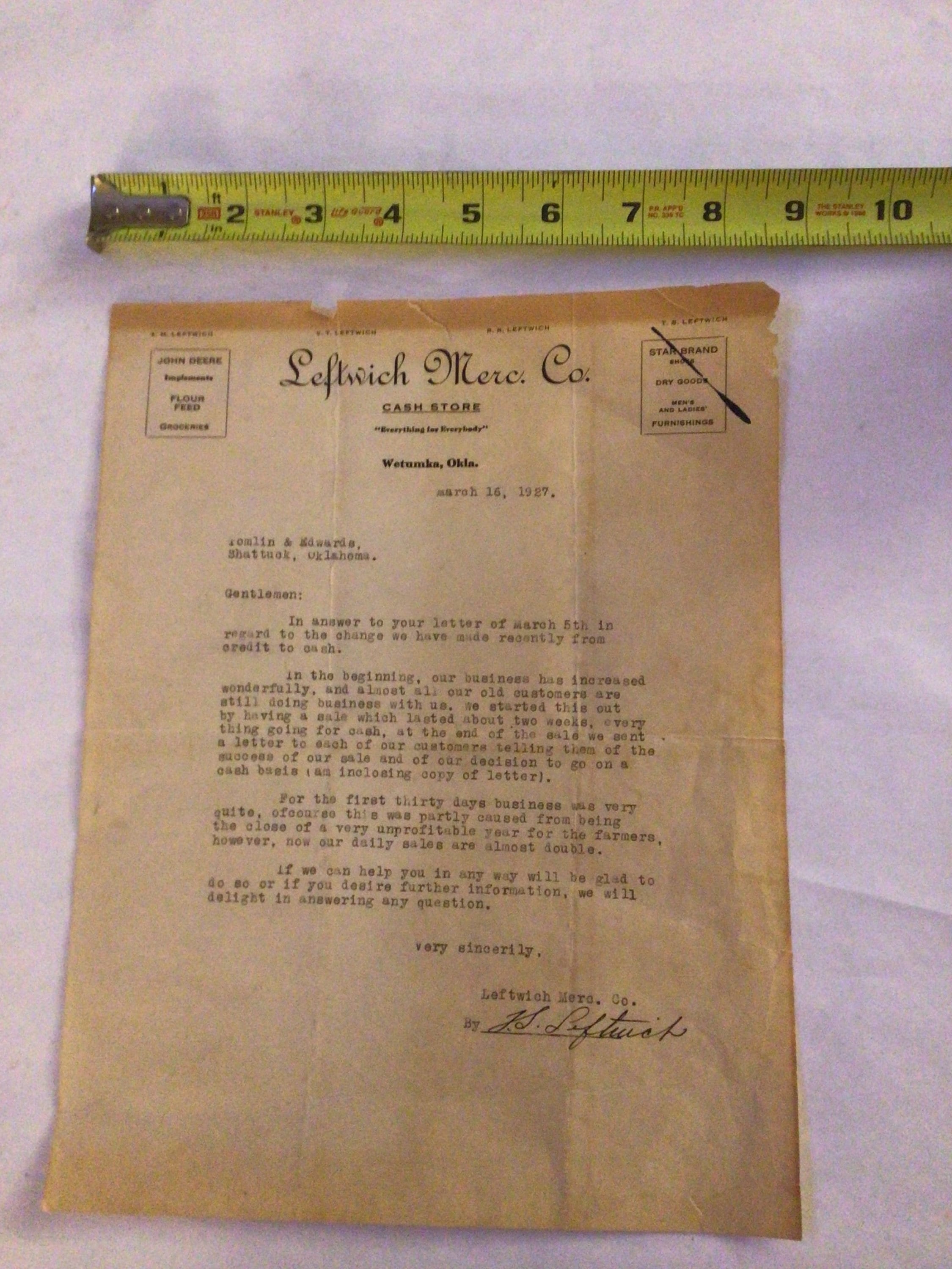 Vintage 1927 Merchant Letter - Etsy